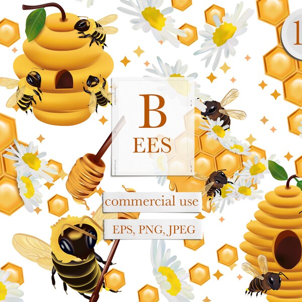 Bee Clipart - Etsy