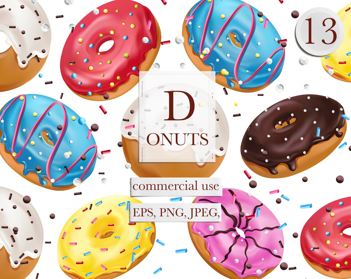 Donuts Clipart, Baking Clipart, Cake Clipart, Donut Art, Candy Clipart ...
