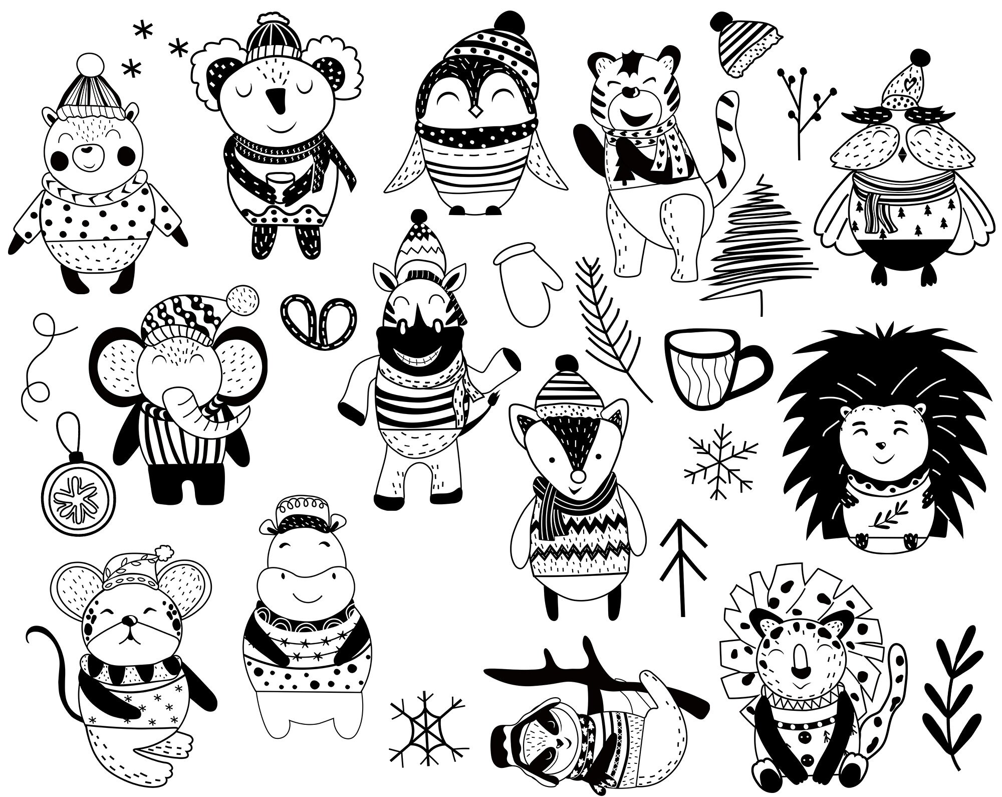 Woodland Animals Svg, Lion Svg, Tiger Svg, Cozy Season Koala, Penguin ...