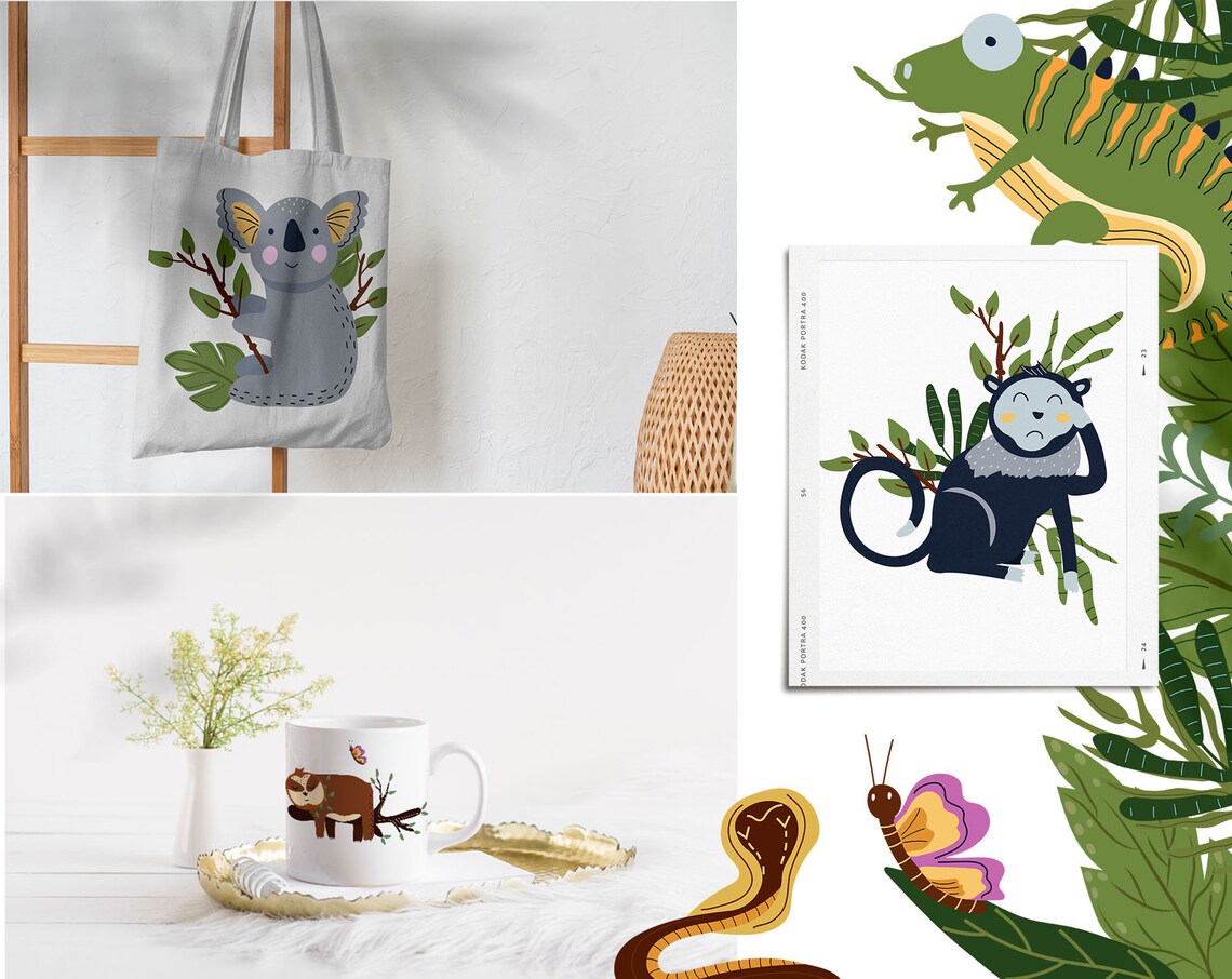 Jungle Animal Svg,elephant Svg, Tiger Svg,jungle Nursery,flamingo Svg ...