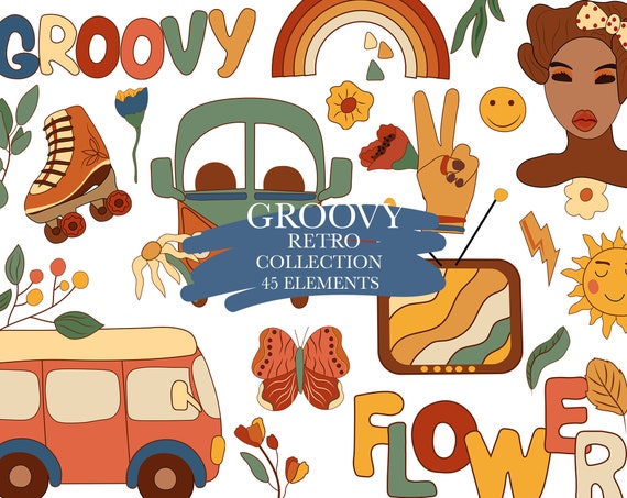 Boho Groovy Svg Retro Flower Clipart Groovy Popular Svg - Etsy