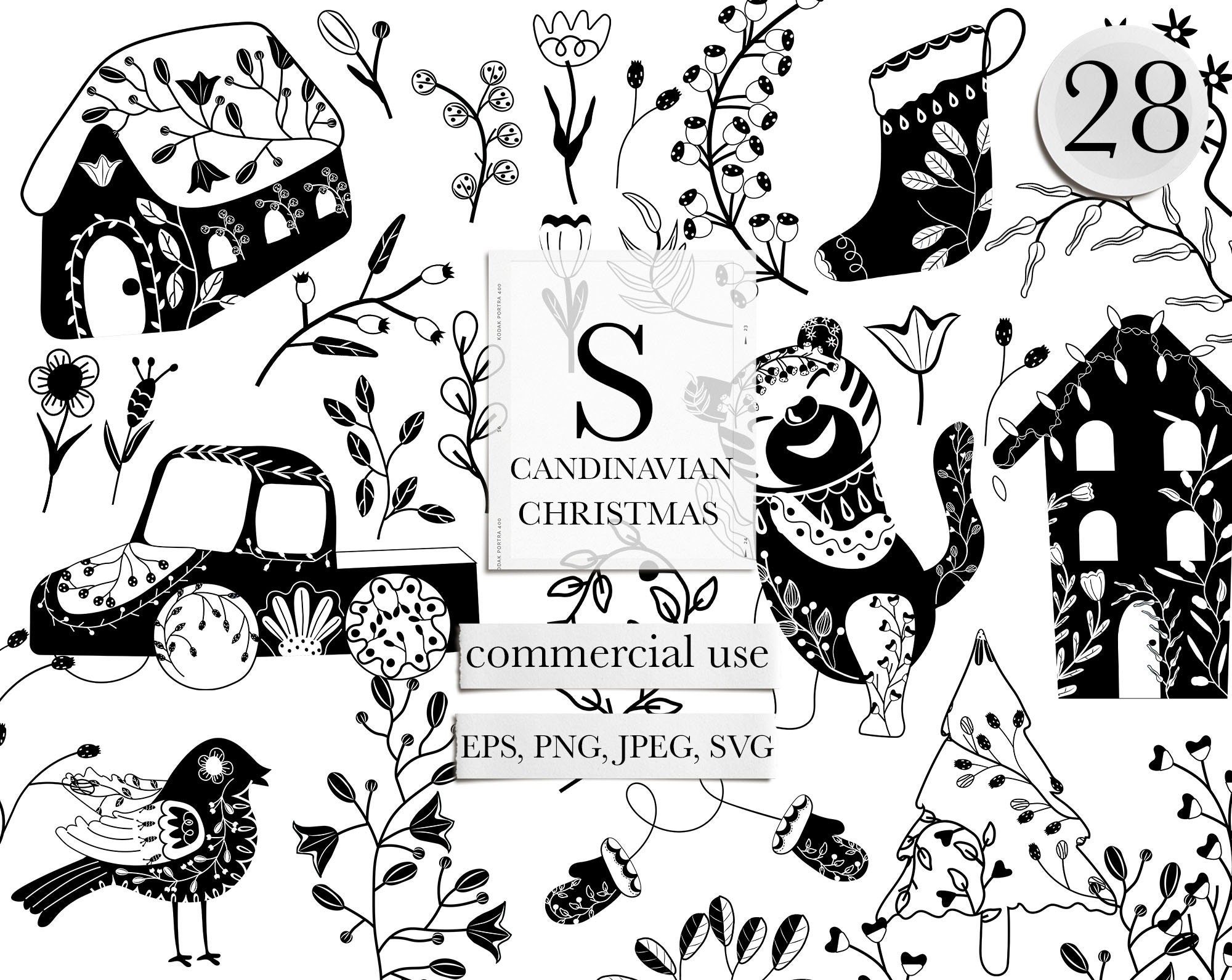 Christmas Party Clipart Black And White