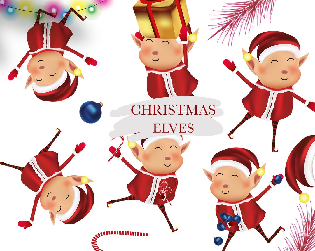 Happy Elves Clipart Elf Clipart Christmas Elves Png Happy - Etsy
