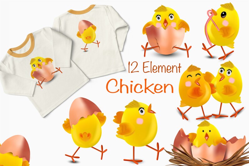 Chickens Clipart Cute Chick Clipart Easter Chicken Clipart - Etsy