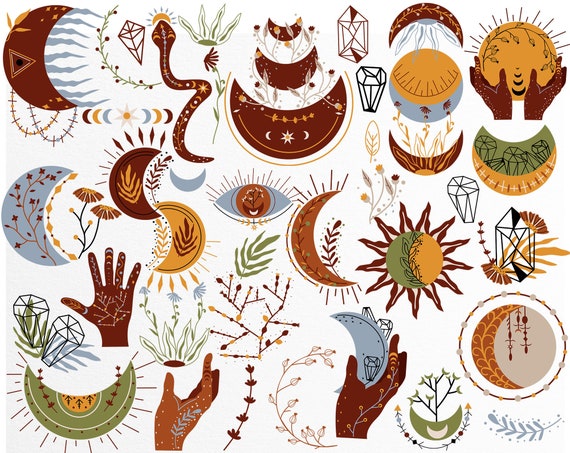 Prints Digital Prints Digital mystical moon,Pastel clipart,Png file ...