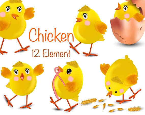 Chickens clipart Cute Chick Clipart Easter Chicken clipart | Etsy