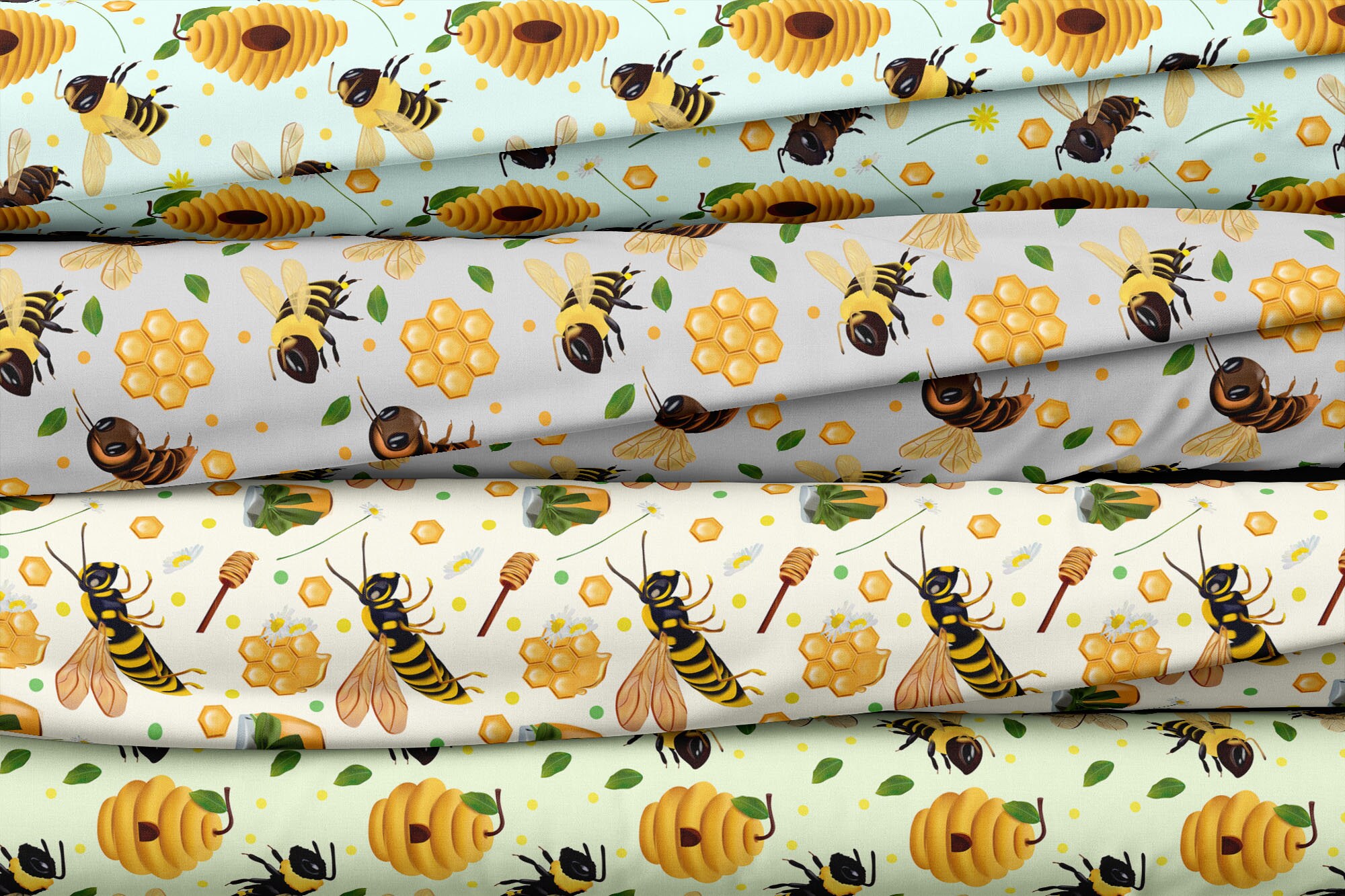 Honey Bees Pattern, Bee Print , Seamless Pattern, Honey Bee Background ...