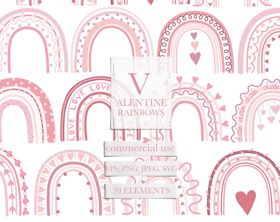Boho Rainbow Svg,class Valentine,valentines Day Flyer,kawaii Clipart,be ...