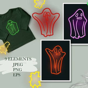 Neon Ghost Clipart Cute Ghost Clipart Neon Halloween Neon - Etsy
