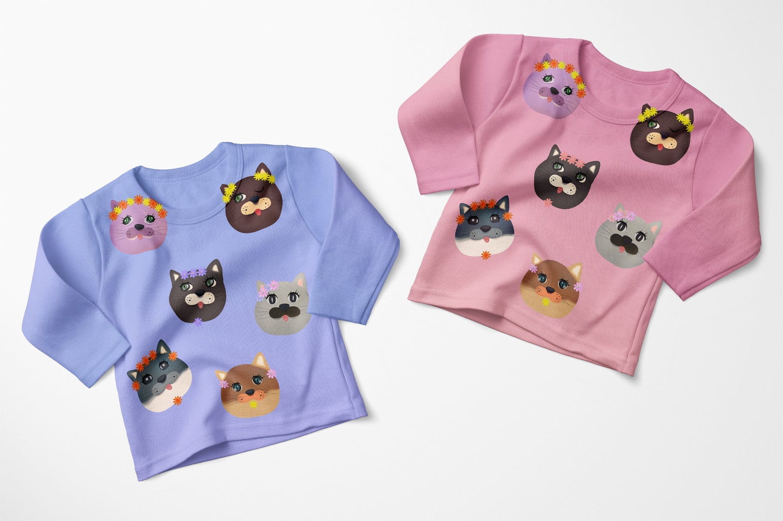 Digital Cat Clipart Cat Face Clipart Vector Files Cute - Etsy