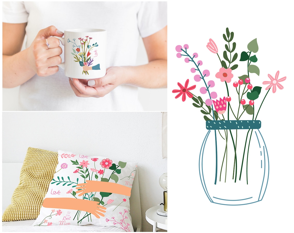 Minimalist Svg Flower Bouquet Svg Nature Svg Gardening Svg - Etsy