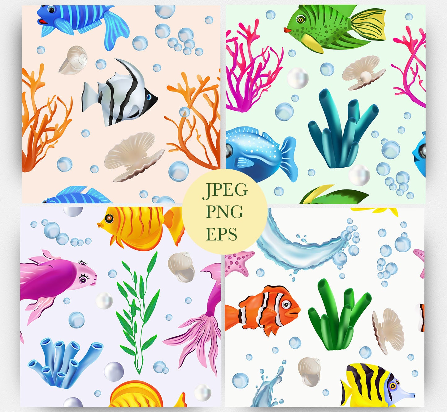 Tropical Fish Print Clipart, Colorful Fishing Pattern Png, Ocean ...