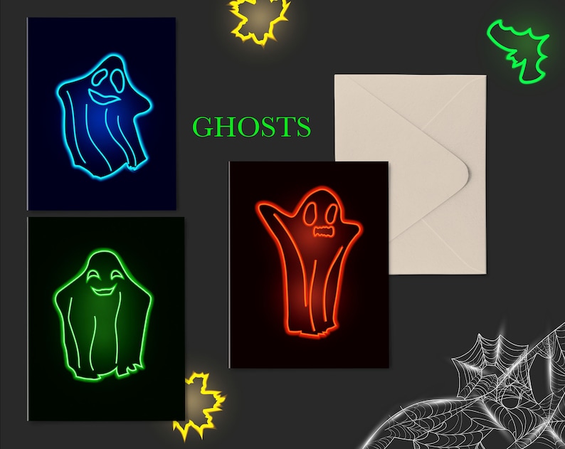 Neon Ghost Clipart Cute Ghost Clipart Neon Halloween Neon - Etsy