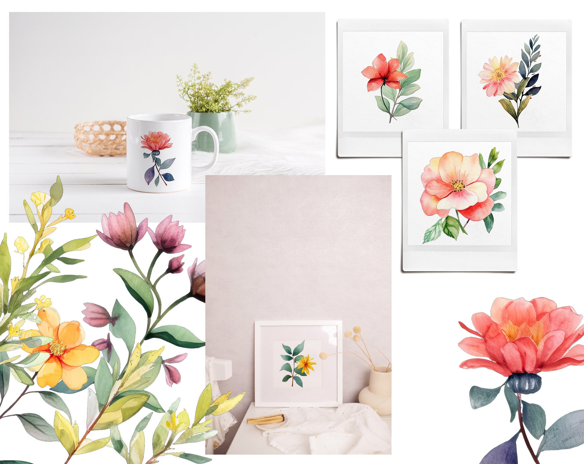 Watercolor Wildflower Clipart Summer Flower Clip Art - Etsy