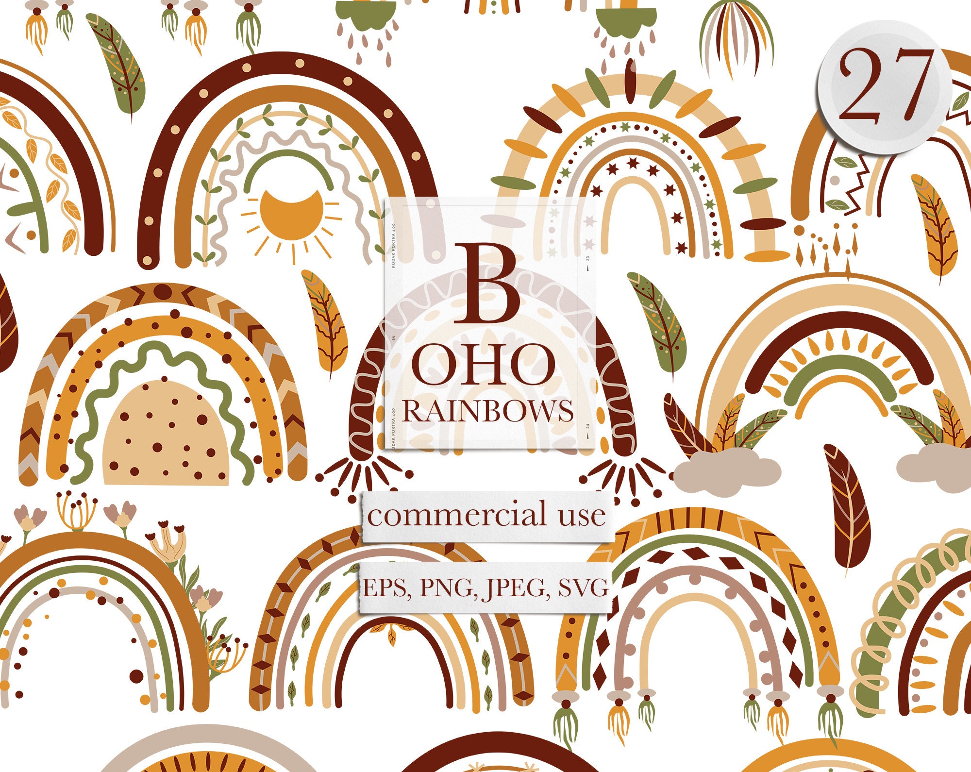 Boho Rainbow Svg, Rainbow Cloud Svg, Kawaii Clipart, Pastel Rainbow Svg ...