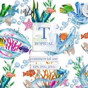 Colorful Fish Clipart, Abstract Fish Png, Summer Clipart, Sea Creatures ...