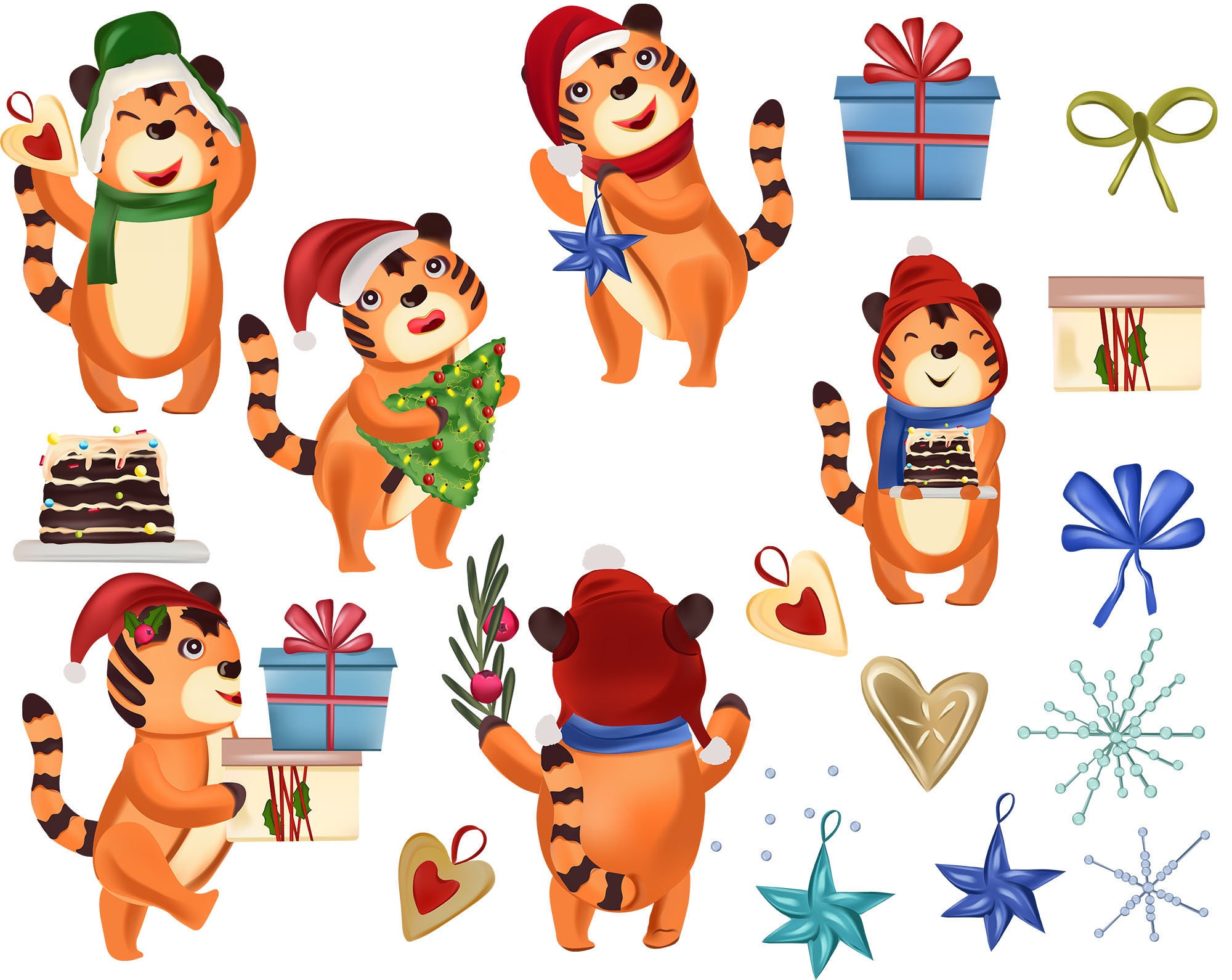 Cute Tiger Png, Cozy Winter Clip Art, Cake Clipart, Gingerbread Clipart ...