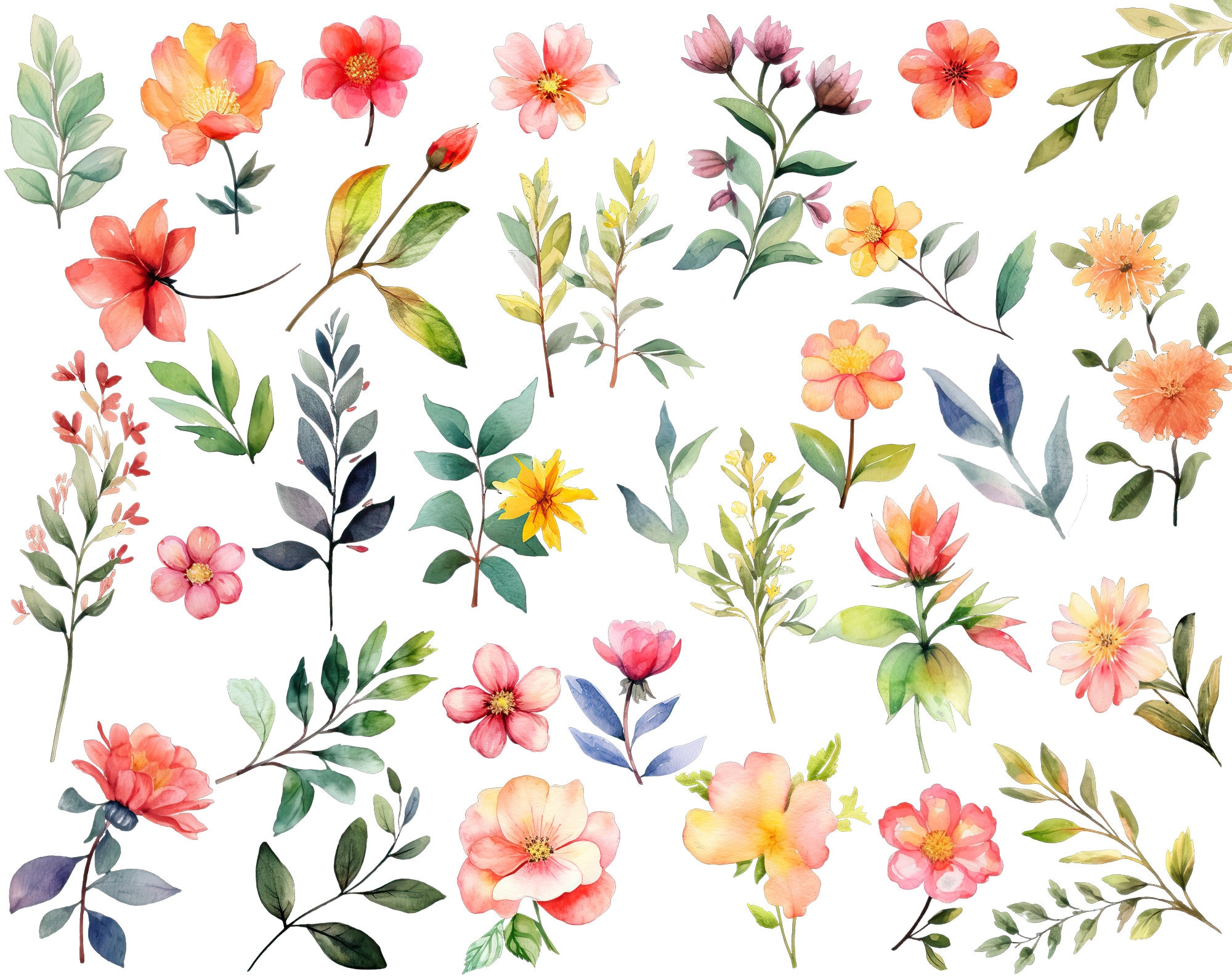 Watercolor Wildflower Clipart Summer Flower Clip Art - Etsy