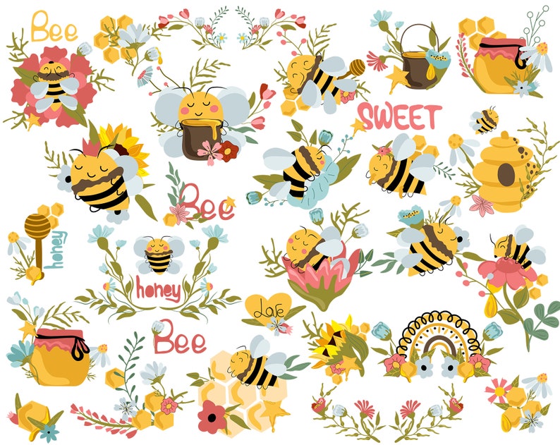 Honey Jar, Daisy Clipart, Bee Png, Bee Sticker, Insect Clipart, Honey ...