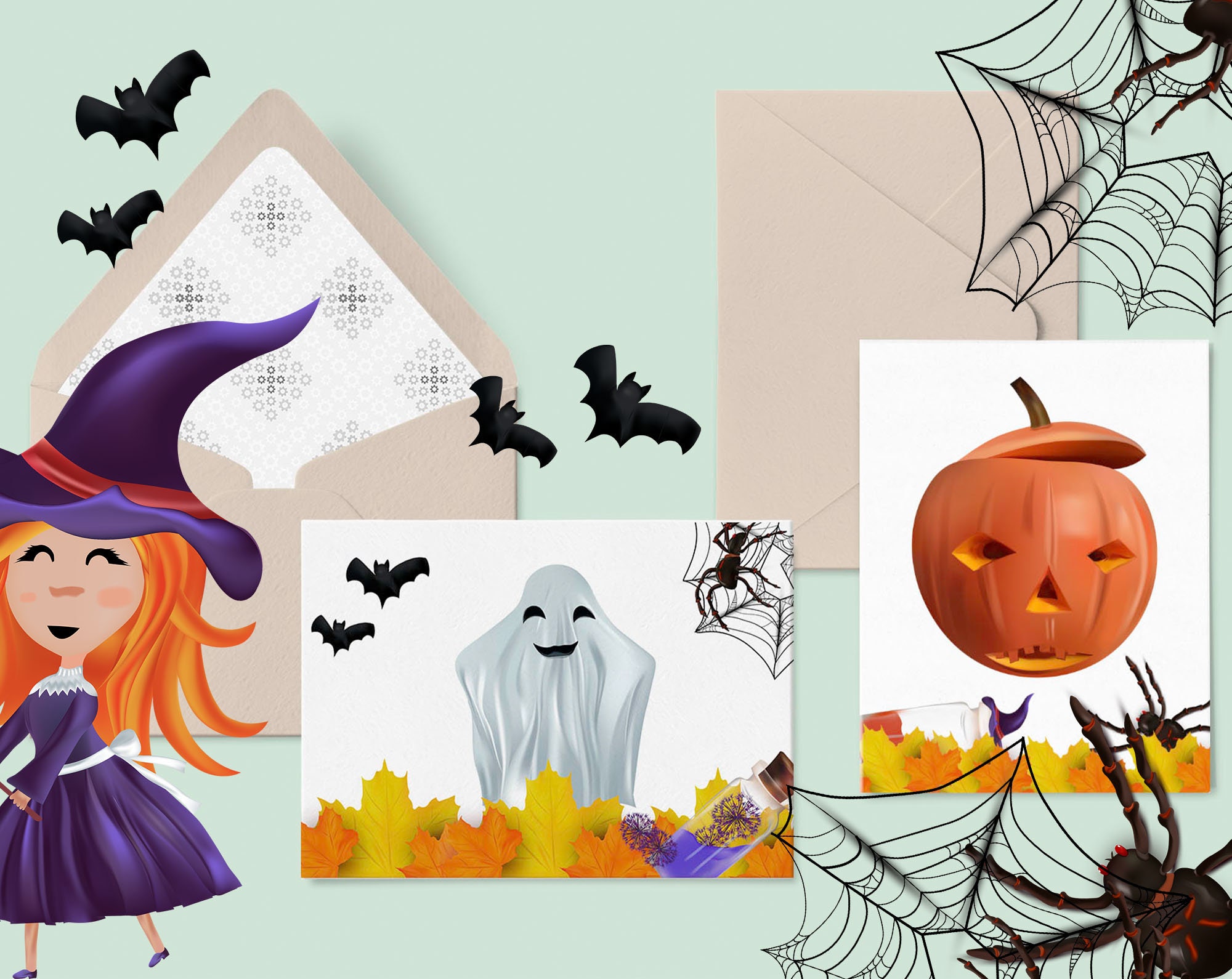 Halloween Party Clipart, Pumpkin Clipart, Witch, Bats, Ghost Clipart ...