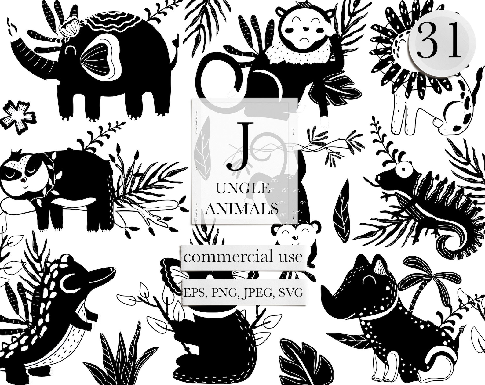 Jungle Animal Svg, Elephant Svg, Tiger Svg, Jungle Nursery, Flamingo ...