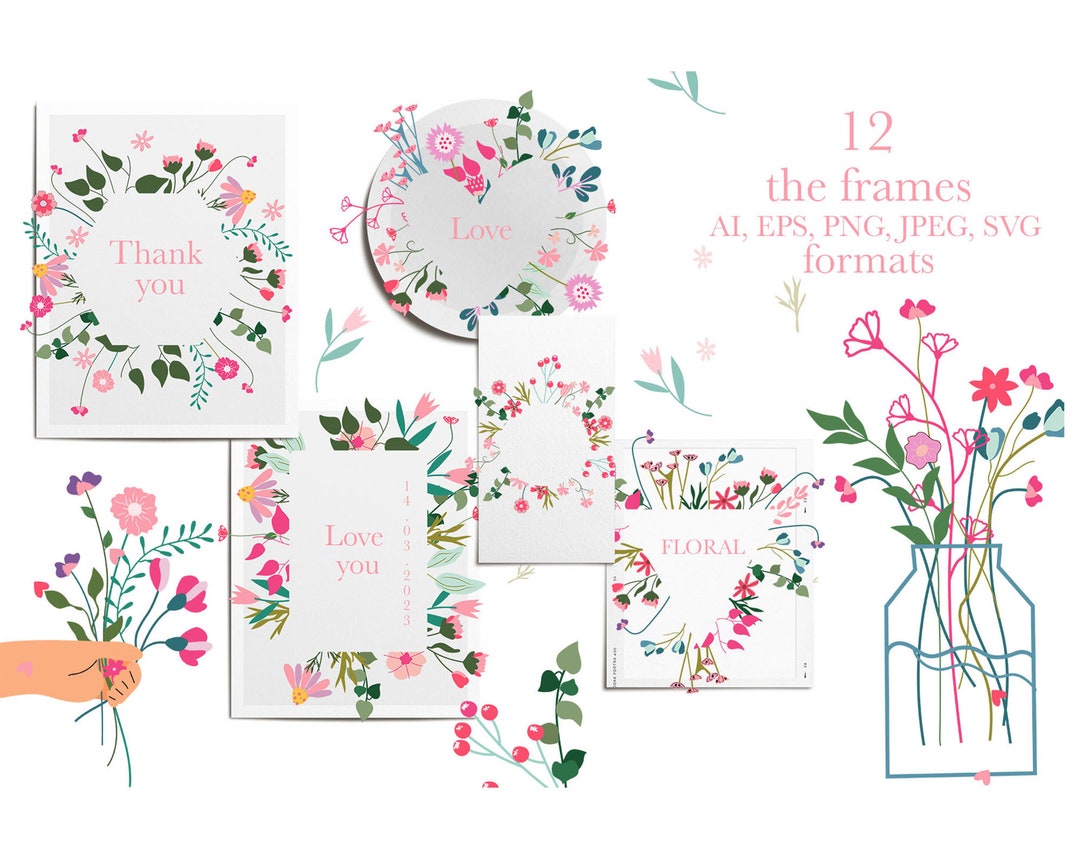 Floral Frame Svg, Wreath Svg, Botanical Svg, Floral Border Svg, Floral ...