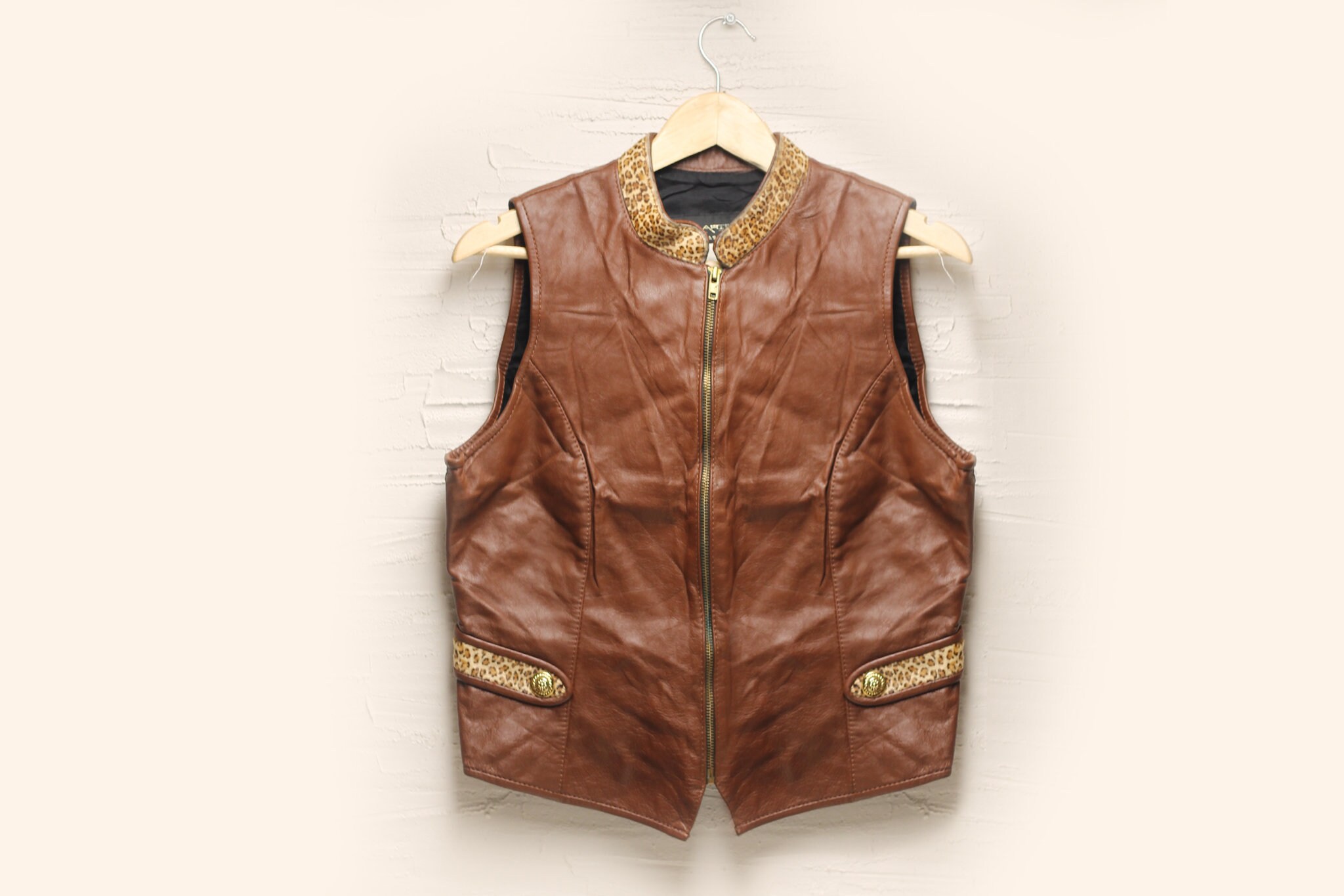 Brown Leather Vest Chocolate Brown Woman Original Rocky - Etsy