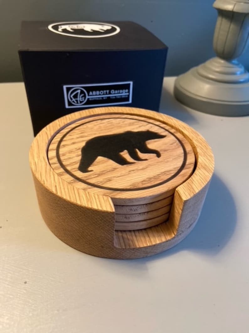 Handmade Custom Buffalo or Bear Coaster With Epoxy Inlay. Coaster Set ...