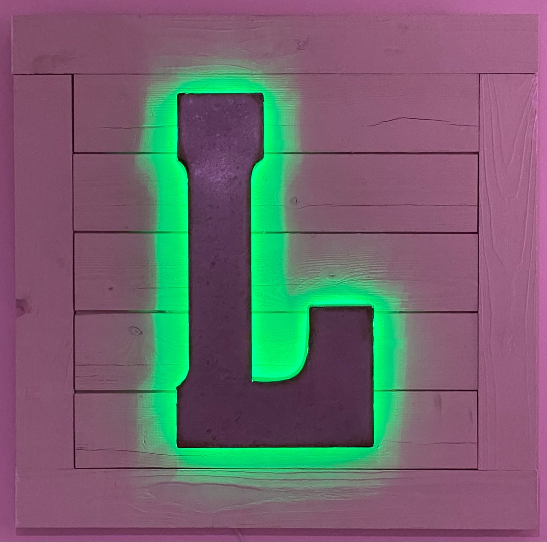 Wall Monogram: Floating Galvanized Metal Letter Wall Sign w/philips Wiz ...