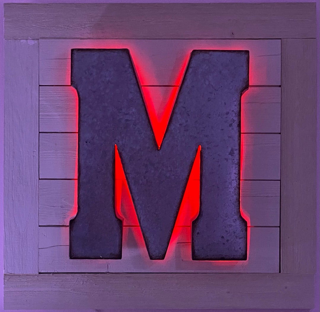 Wall Monogram: Floating Galvanized Metal Letter Wall Sign - Etsy