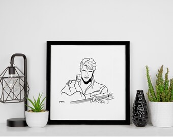 The Elvis Presley Art Print Minimal One Line Drawing of the King ...