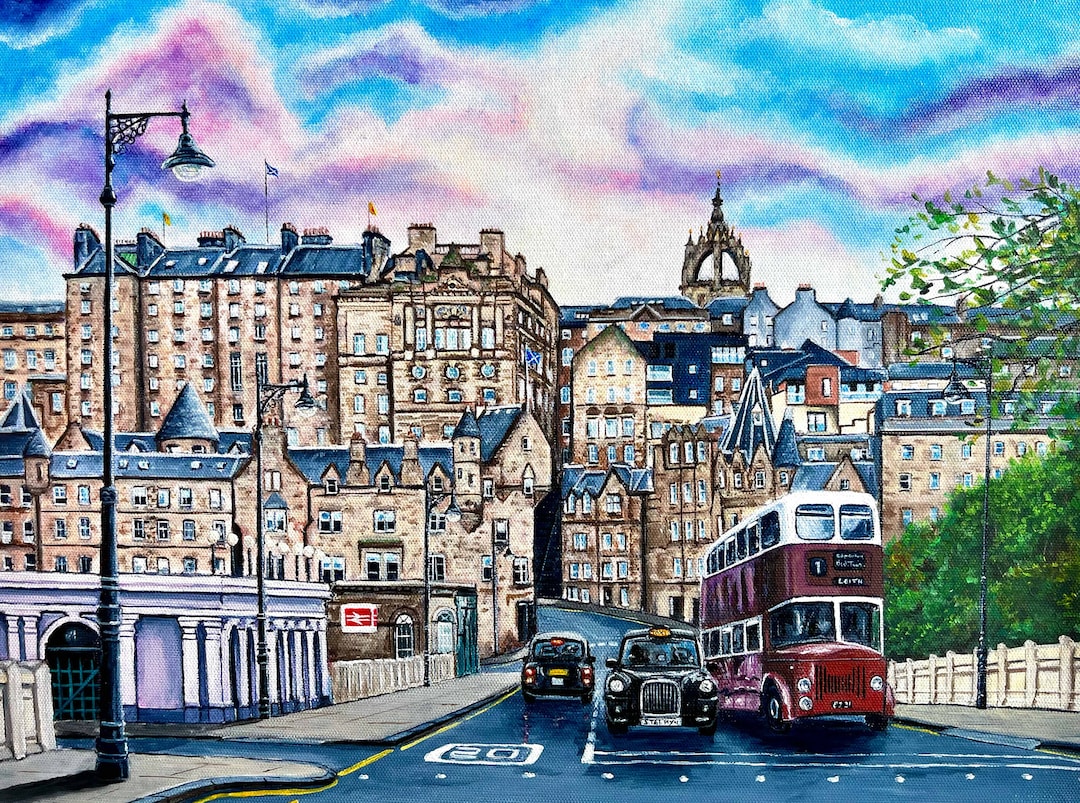 Edinburgh Old Town Print | Incl 10x8 Mount, Abstract Modern Scottish ...