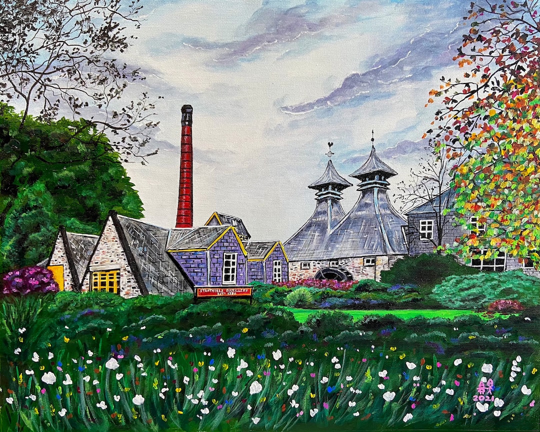 Strathisla Distillery Print: Scottish Highlands Whisky Art (10x8 ...