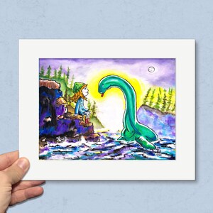 Loch Ness Monster Print (incl 10x8 Mount) Abstract Scottish Highland ...
