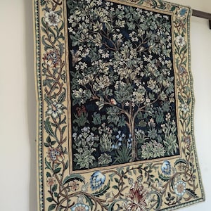Tree of Life Jacquard Woven Wall Tapestry William Morris Blue Large or ...