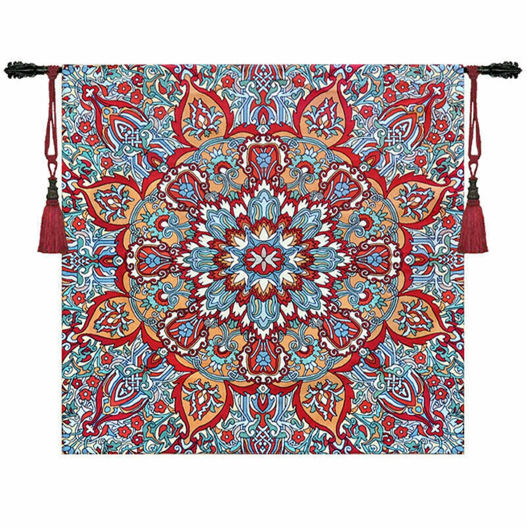 Rangoli Sunrise Jacquard Woven Wall Tapestry 52 In. X 54 In. Wall Art ...