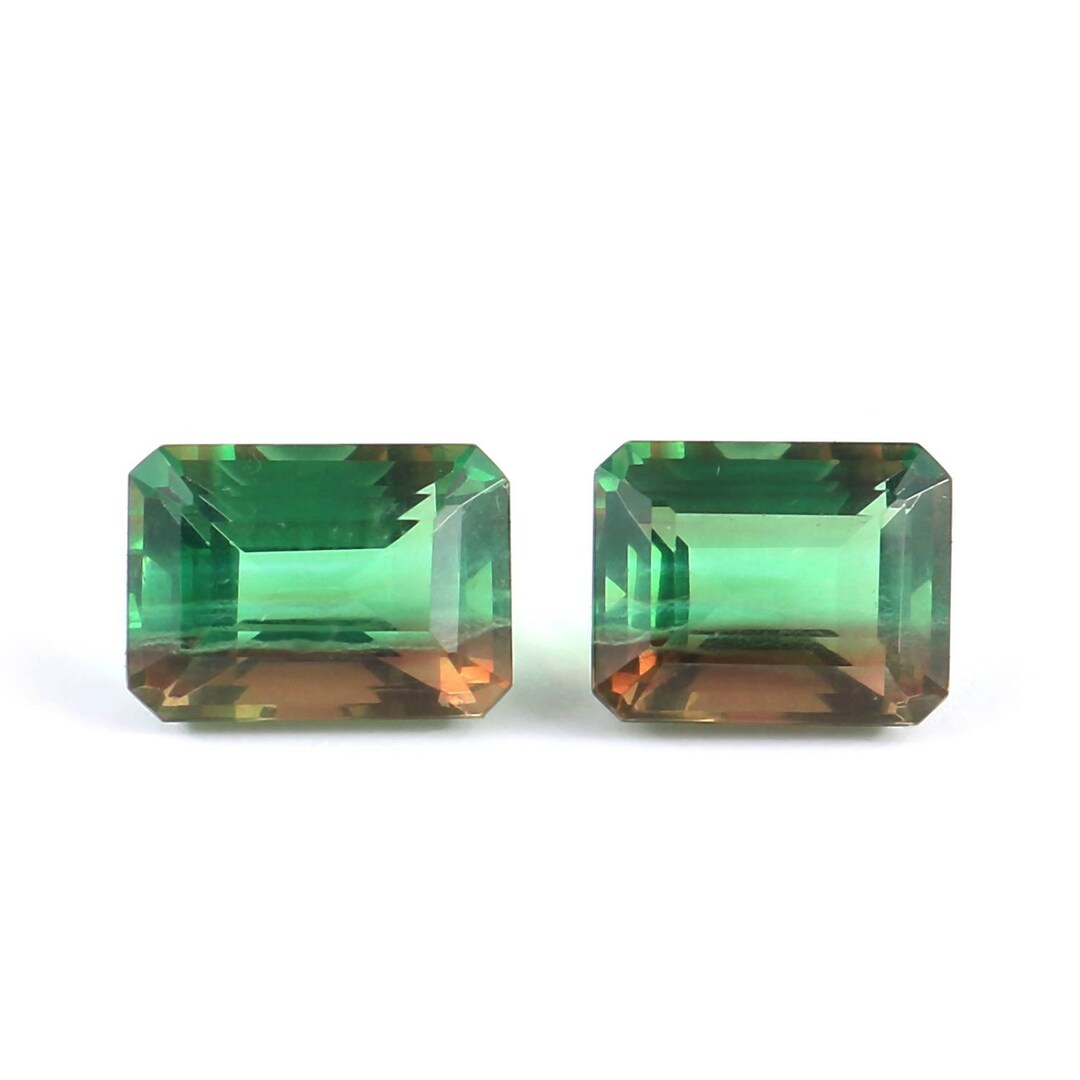 Beautiful Natural Bi Color Fluorite Faceted Octagon Shape 2 Piece ...
