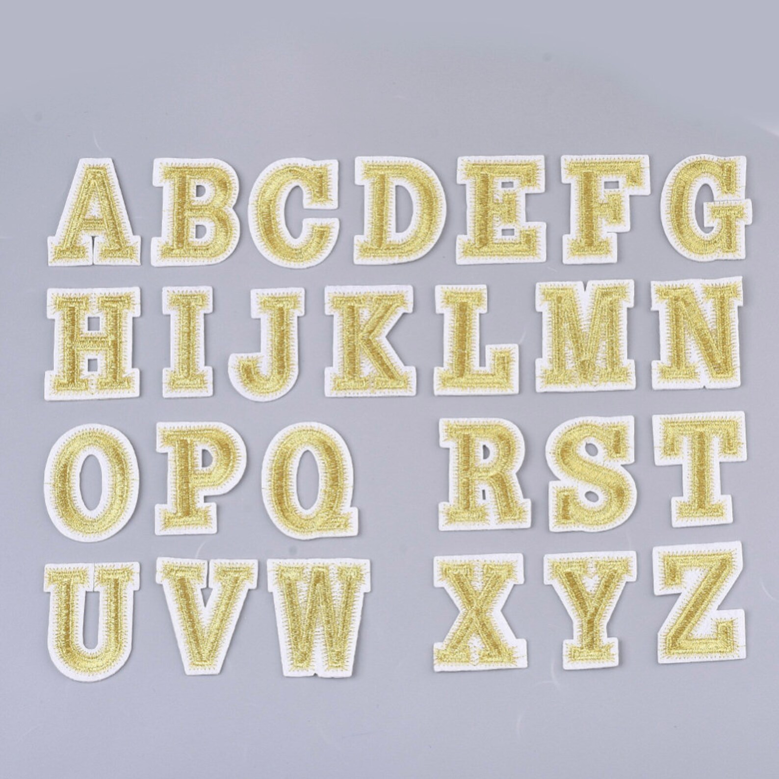 Embroidered Alphabet Letter Patch, 45mm, Iron On, Black Gold Silver ...