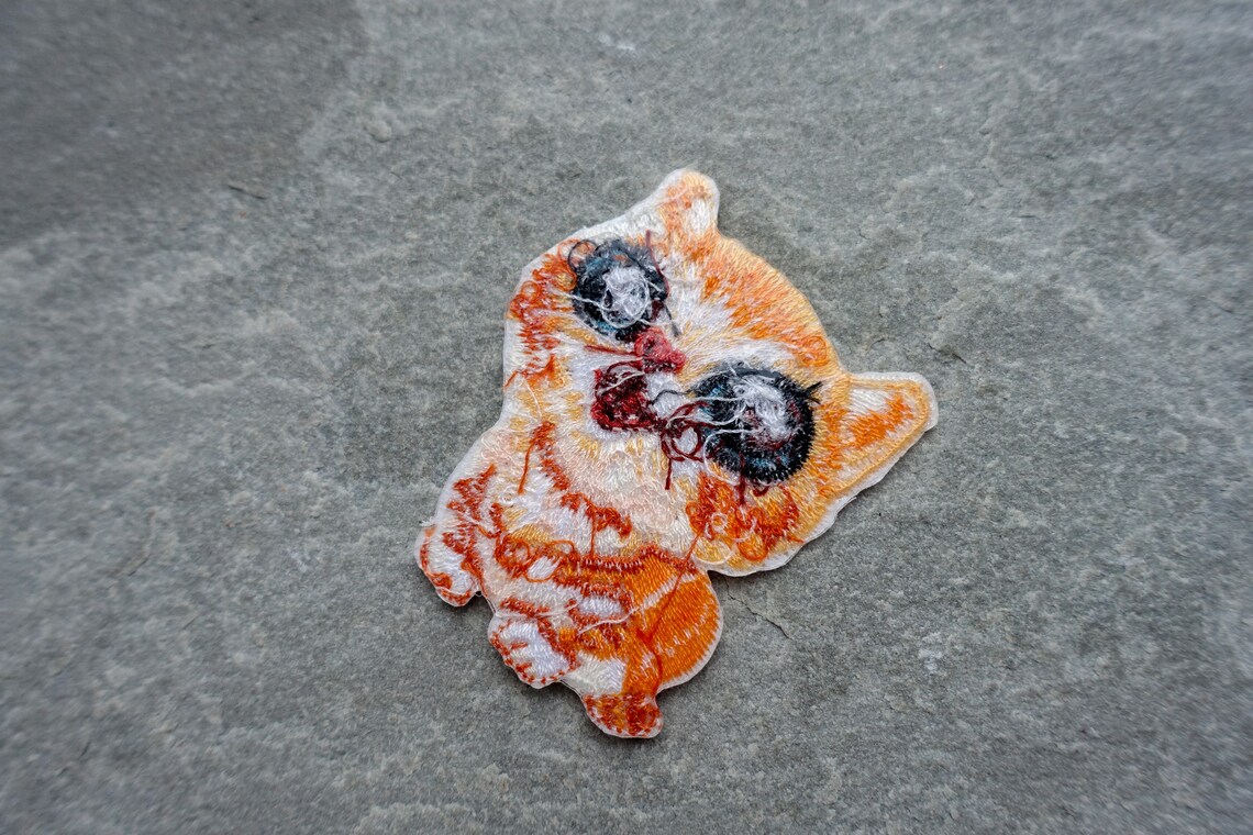 Cat Patch, Embriodered Kitten Applique, Happy Kitty, Iron on or Sew On ...