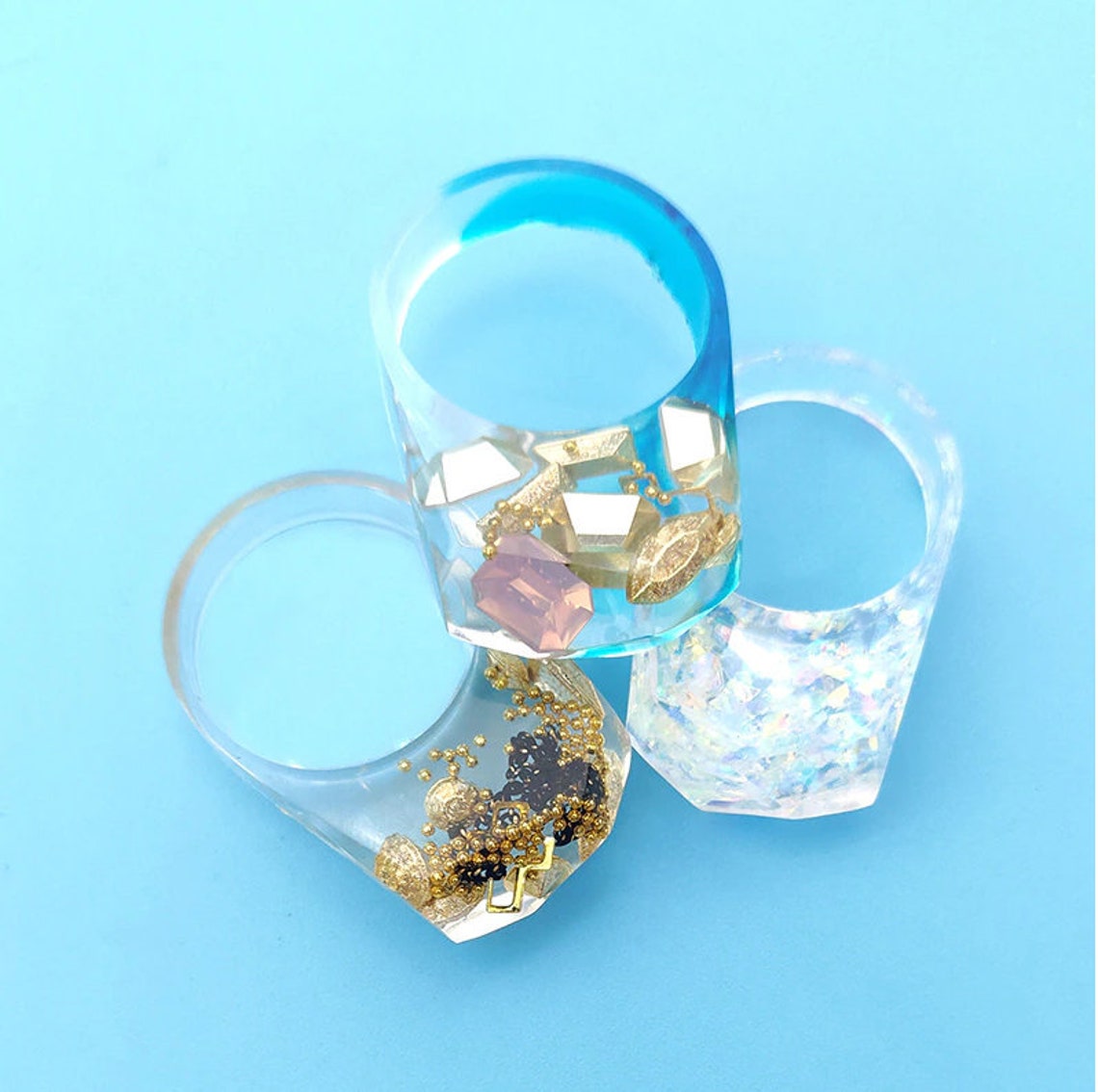 Ring Mould, Faceted Statement Rings, Silicone Mold for Resin, Broken ...