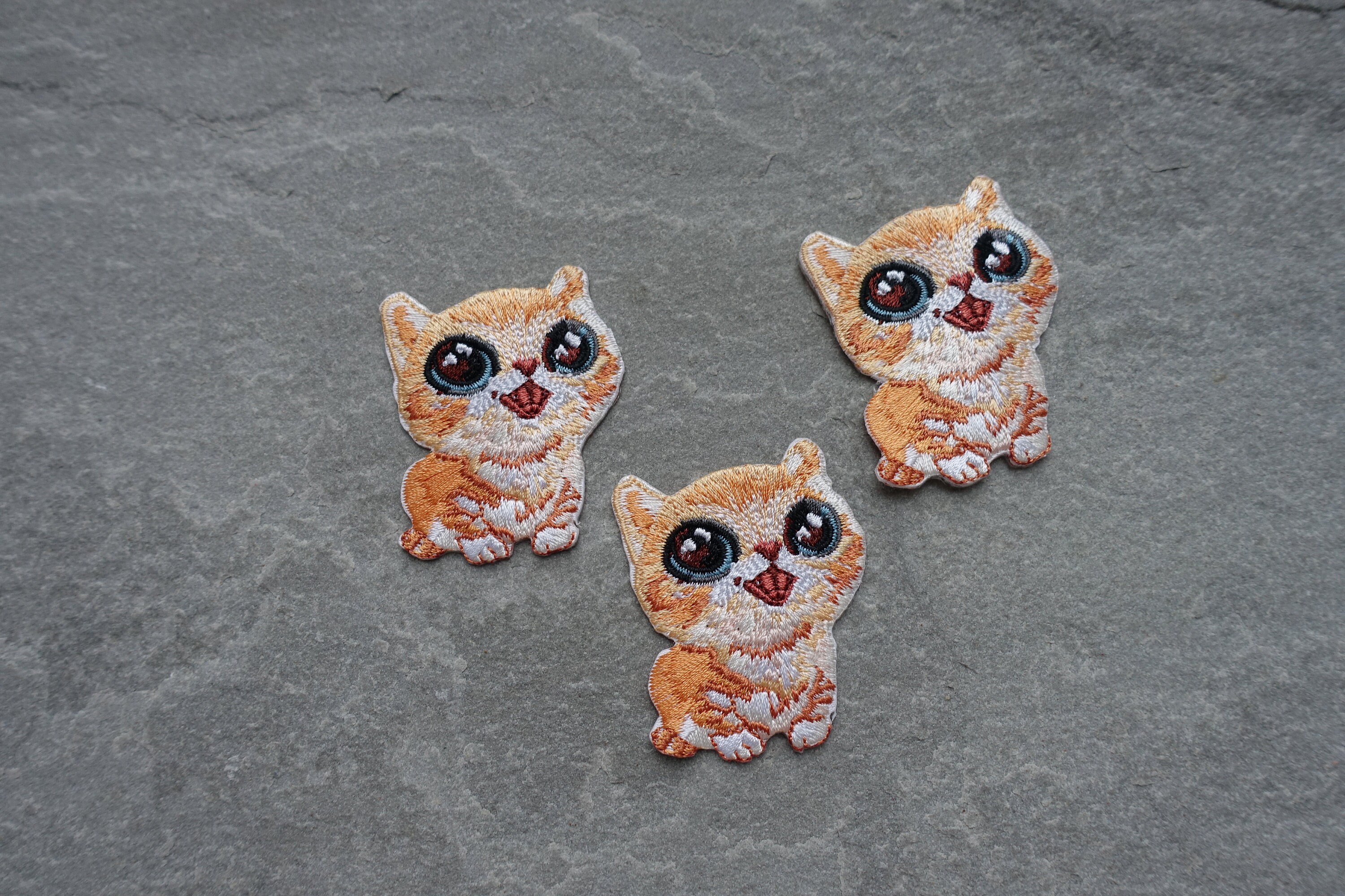 Cat Patch, Embriodered Kitten Applique, Happy Kitty, Iron on or Sew On ...