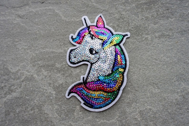 Unicorn Patch Large Rainbow Sequin Embroidered Patch Cloth Etsy