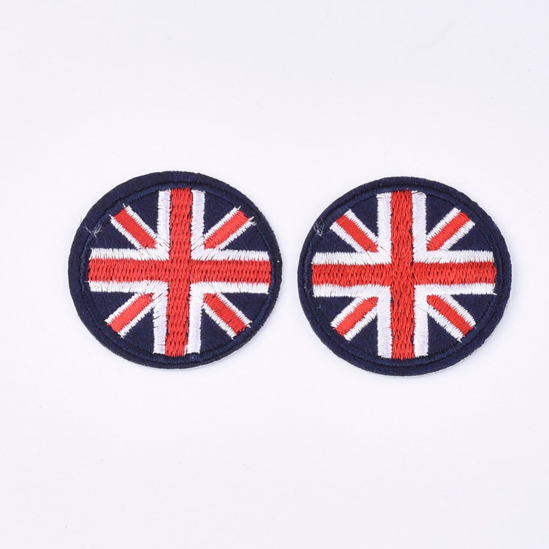 Small Union Jack Patch, Mini Round Embroidered Cloth Applique, Iron on ...