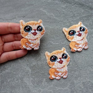 Cat Patch, Embriodered Kitten Applique, Happy Kitty, Iron on or Sew On ...