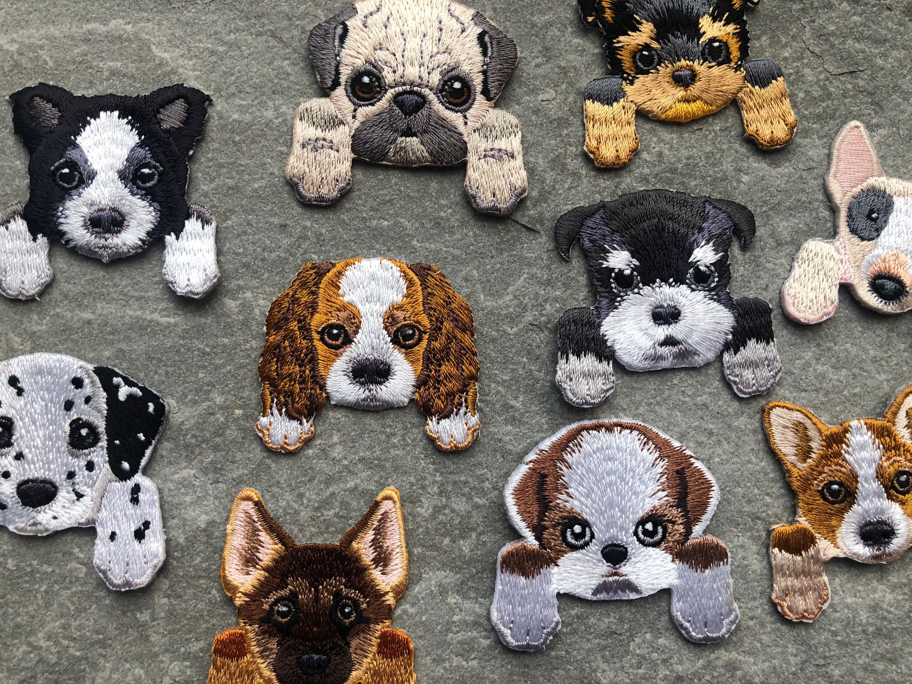 Dog Patch Puppy Portrait Embroidered Various Breeds Pocket - Etsy UK