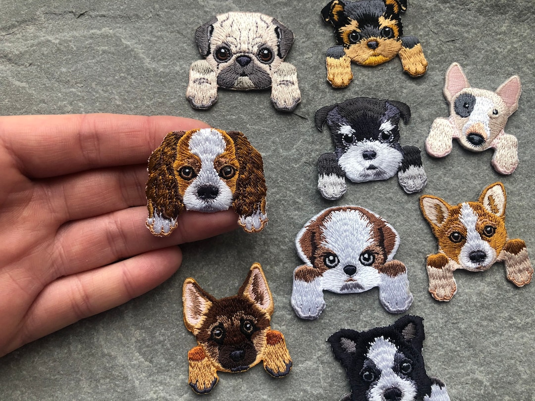 Dog Patch, Puppy Portrait, Embroidered, Various Breeds Pocket Dog ...