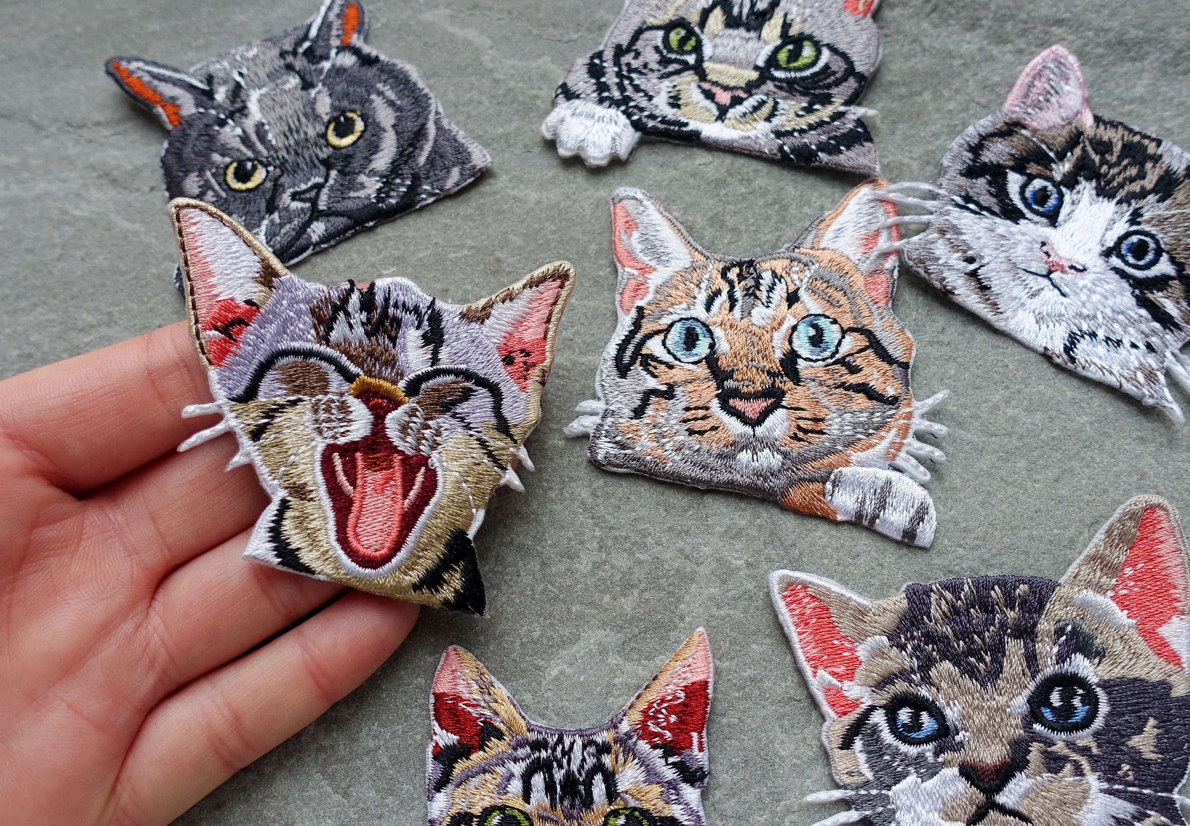 Cat Patch Realistic Portrait Embroidered Patches Pocket | Etsy