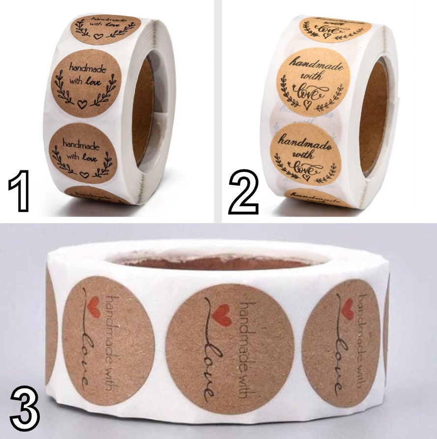 Handmade With Love Stickers Brown Craft Paper 25mm Round - Etsy UK