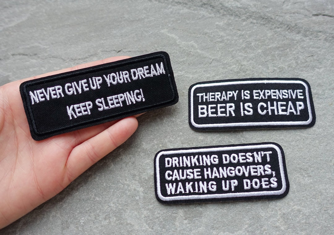 Drinking Patch, Beer & Wine Patch, Sleeping, Sarcastic, Embroidered Fun ...