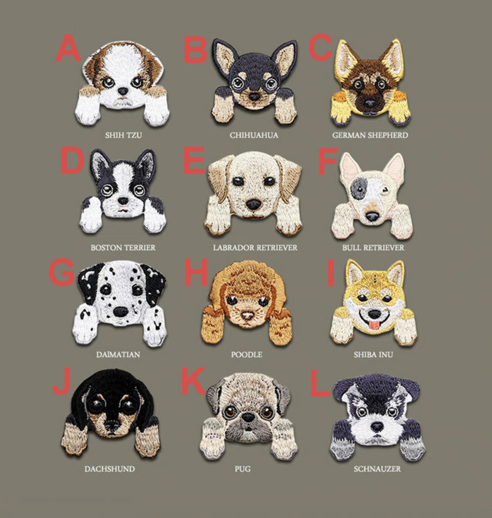 Dog Patch Puppy Portrait Embroidered Various Breeds Pocket - Etsy UK